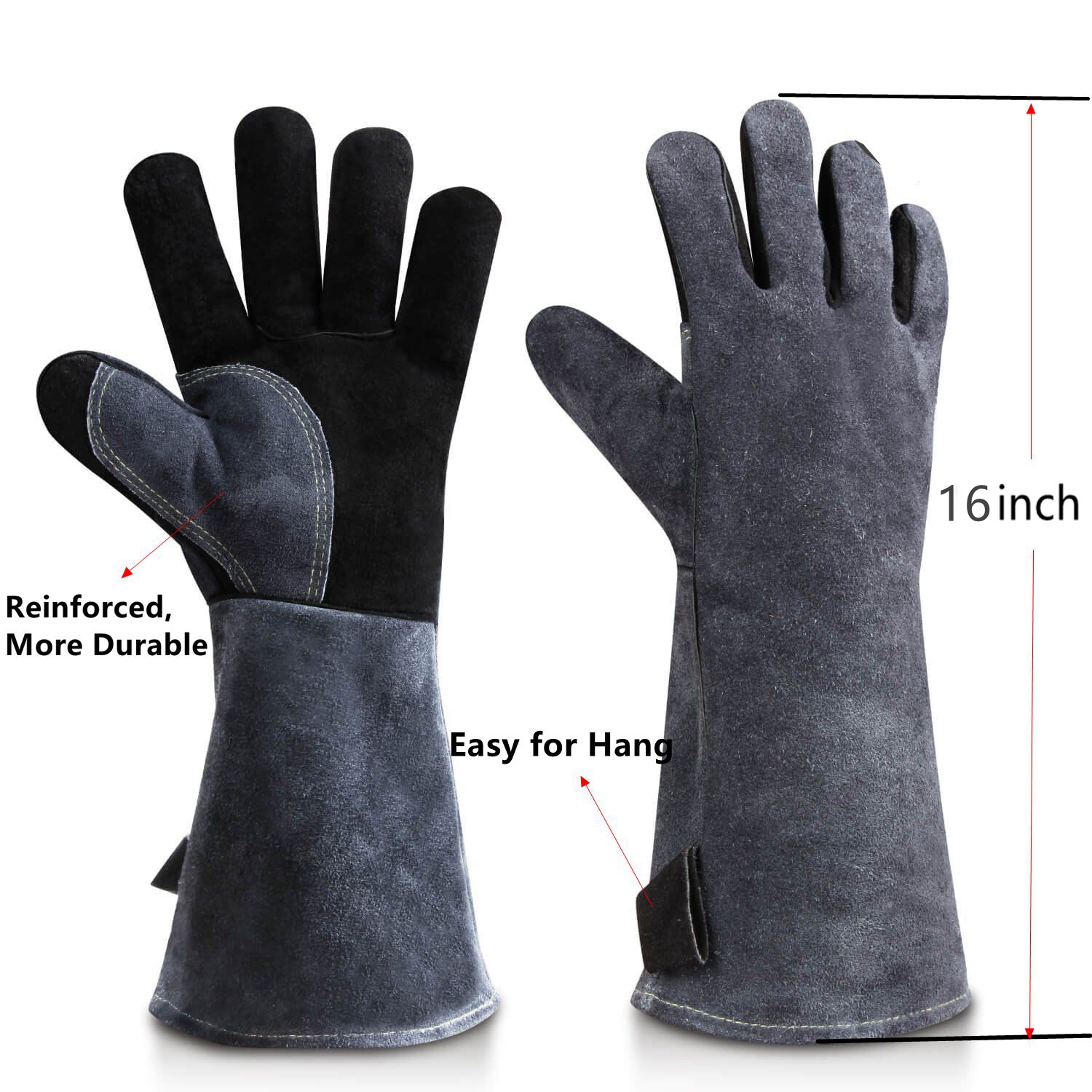 Long leather handguard welding gloves